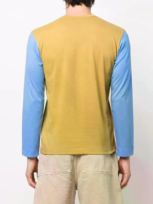 Play Comme Des Garcon Logo-embroidered Colour-block T-shirt - Green