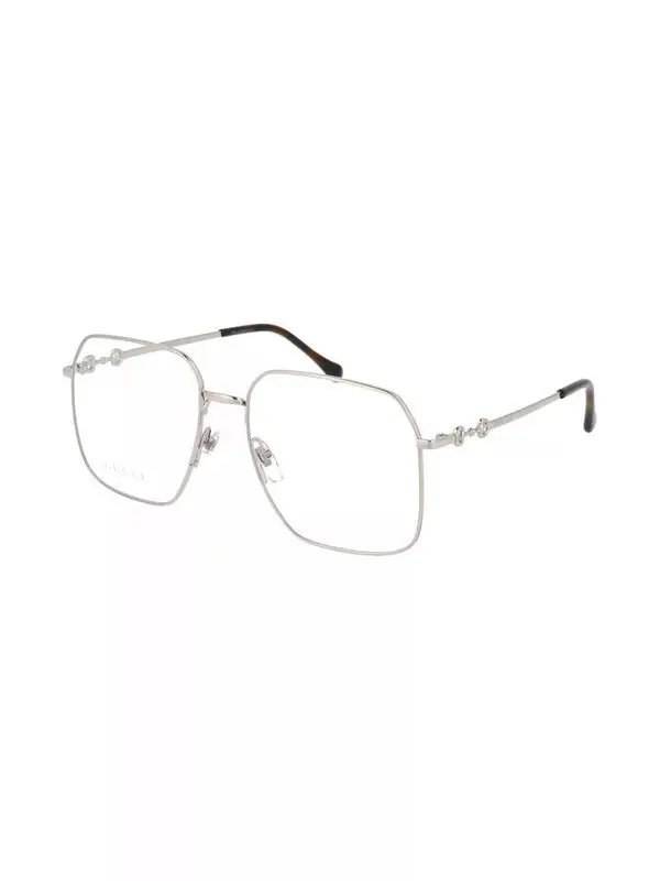Gucci Tone Metal Horsebit Detail Square Frame Eyeglasses