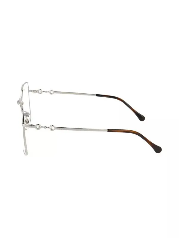Gucci Tone Metal Horsebit Detail Square Frame Eyeglasses