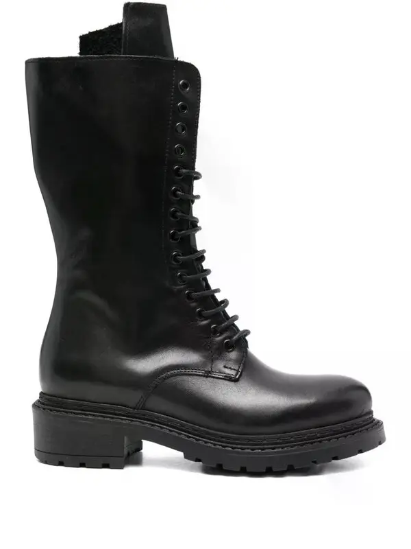 METISSE 40mm Lace-up Leather Combat Boots - Black