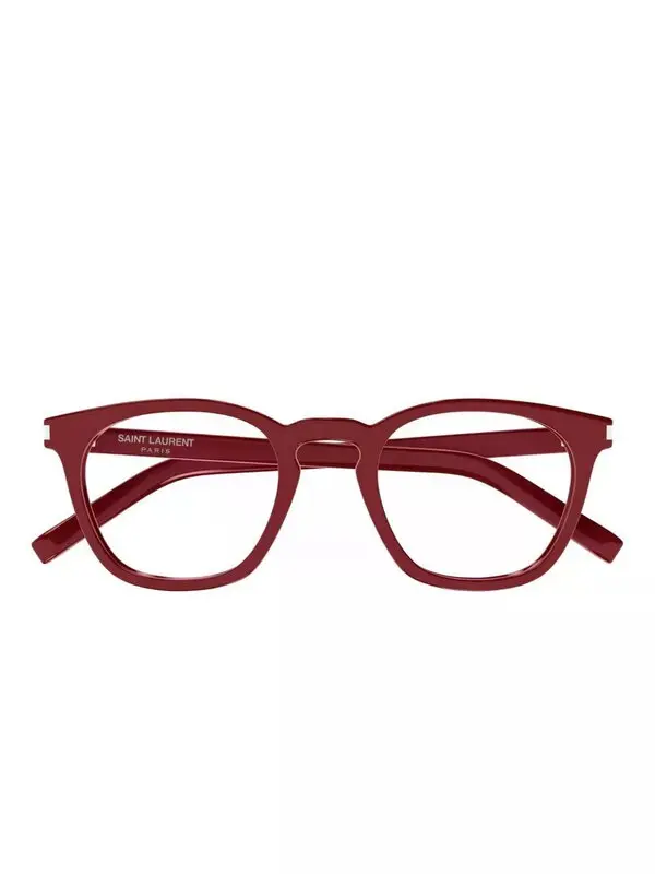 Saint Laurent Square Frame Acetate Glasses - Red
