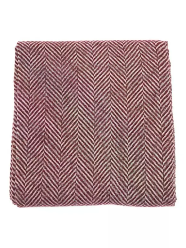 Brunello Cucinelli Herringbone-pattern Cashmere Scarf - Red