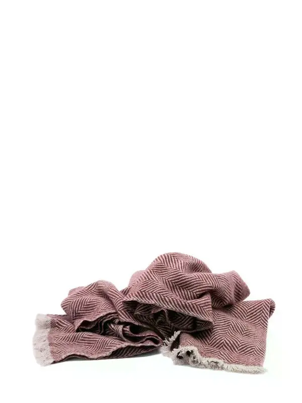 Brunello Cucinelli Herringbone-pattern Cashmere Scarf - Red