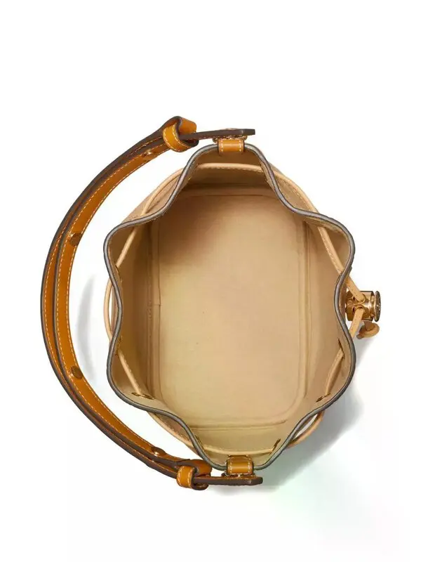 Tory Burch T Monogram Bucket Bag In Pebbled Leather - Neutrals