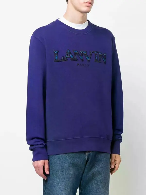 LANVIN Embroidered-logo Sweatshirt - Blue