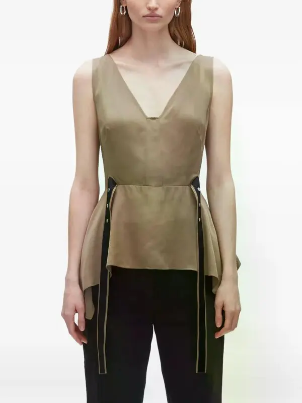 3.1 Phillip Lim Sleeveless V-neck Peplum Top