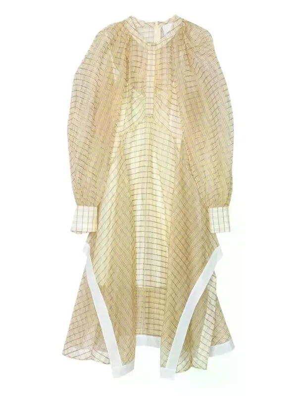 3.1 Phillip Lim Checked Puff-sleeve Midi Dress - Neutrals