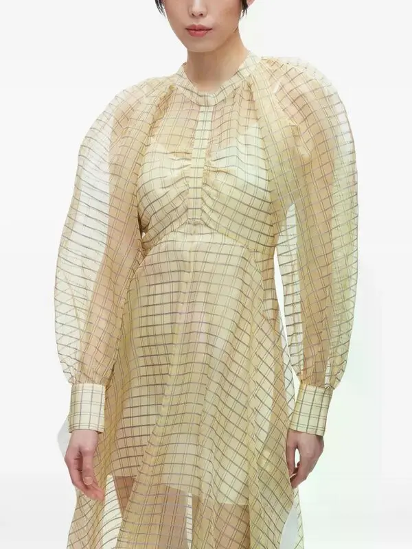 3.1 Phillip Lim Checked Puff-sleeve Midi Dress