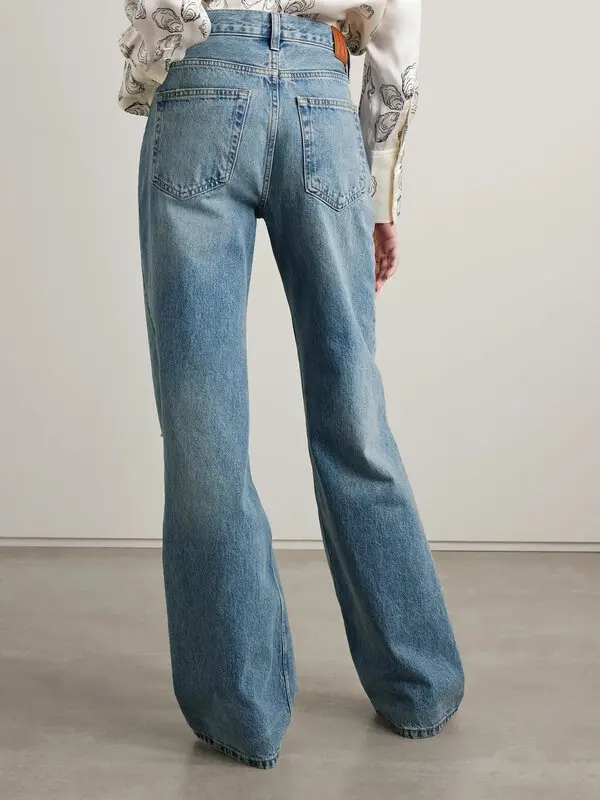 ANINE BING Hugh Distressed High-rise Wide-leg Jeans