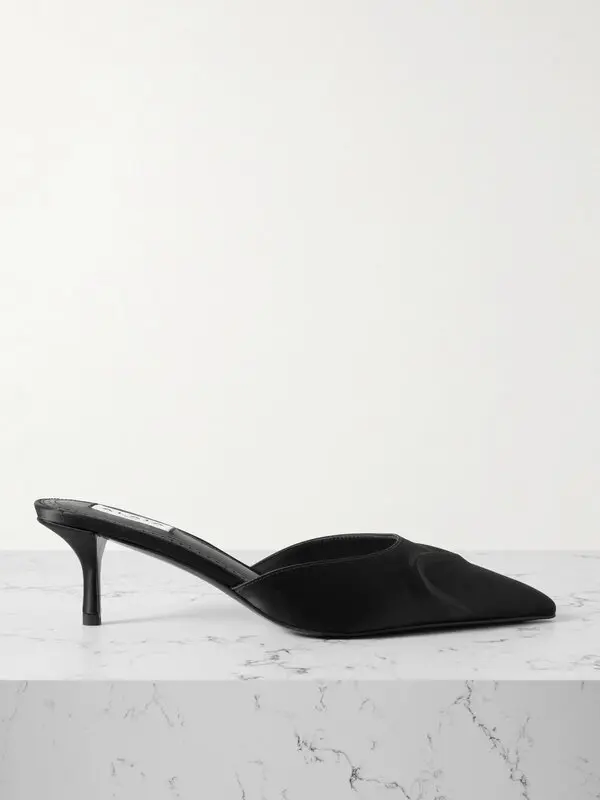Alaïa 55 Satin Mules - Black
