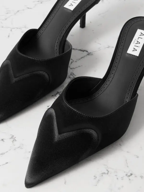 Alaïa 55 Satin Mules - Black
