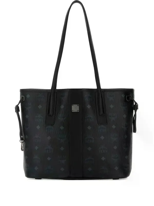 Mcm Small Liz Tote Bag With Monogram Pattern - Black