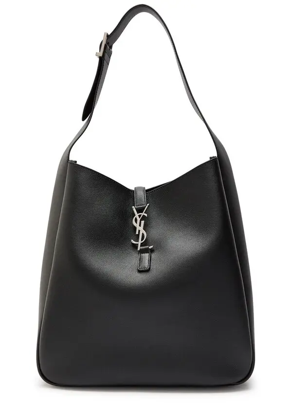 Saint Laurent Le 5 À 7 Large Grained Leather Shoulder Bag - Black