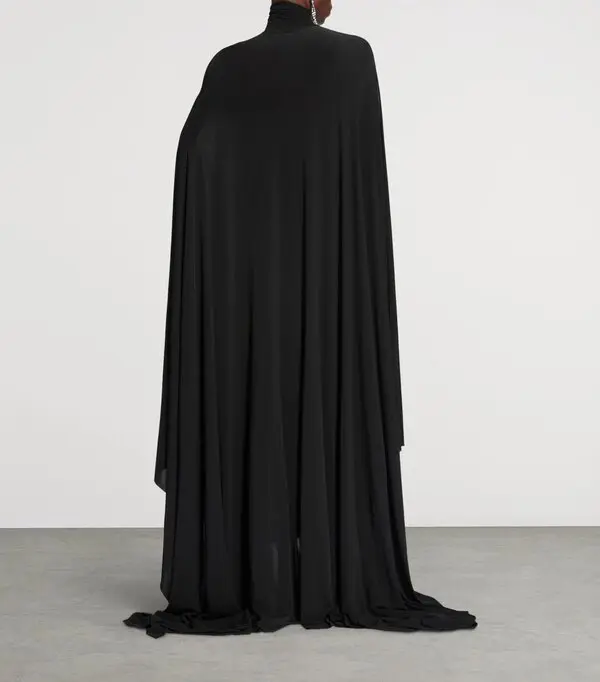 Balenciaga Cape-sleeve High-neck Maxi Dress