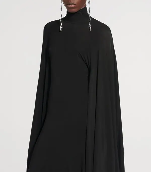 Balenciaga Cape-sleeve High-neck Maxi Dress