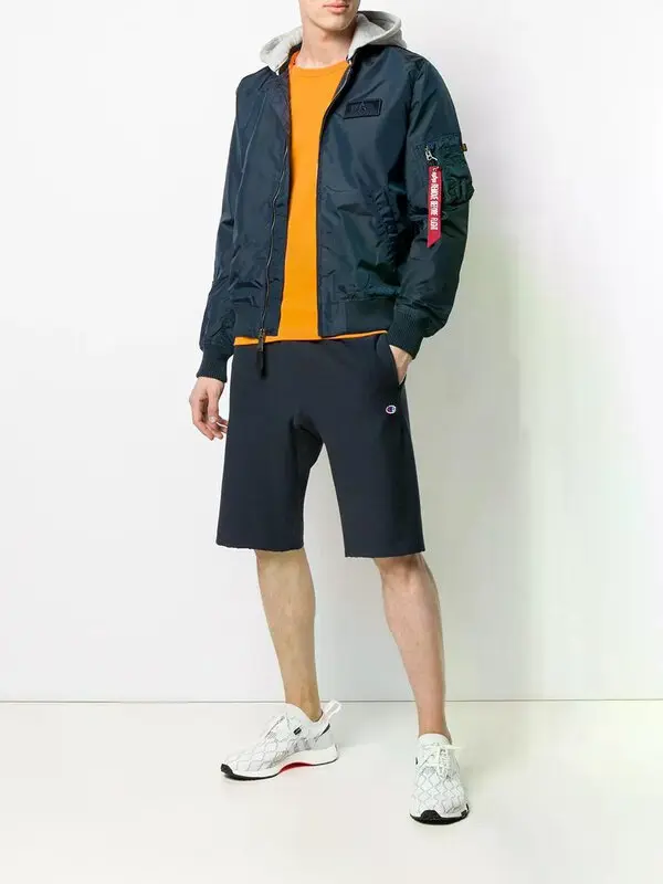 Alpha Industries Hooded Bomber Jacket - Blue
