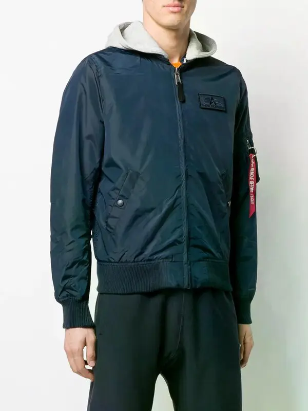 Alpha Industries Hooded Bomber Jacket - Blue