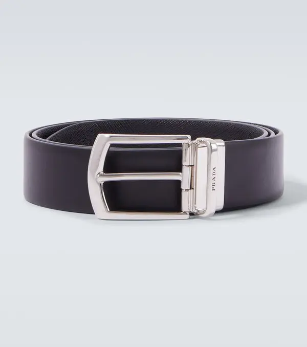 Prada Reversible Saffiano And Leather Belt