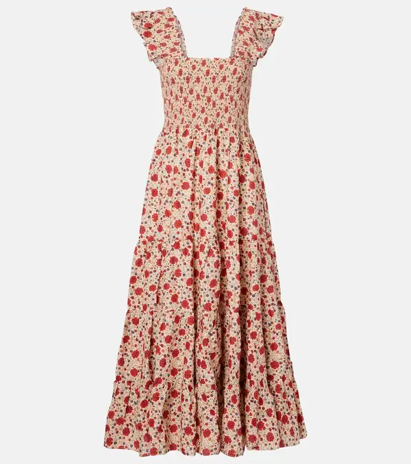Rixo Kendall Floral Cotton Voile Midi Dress - Multicoloured