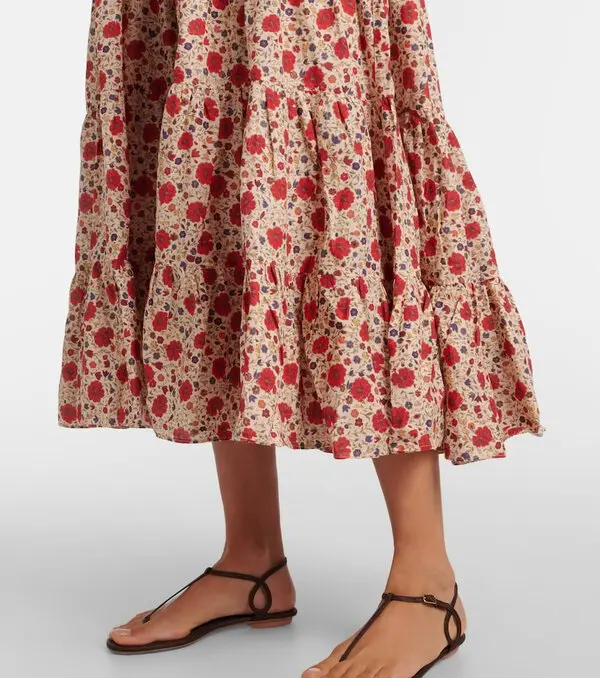 Rixo Kendall Floral Cotton Voile Midi Dress - Multicoloured