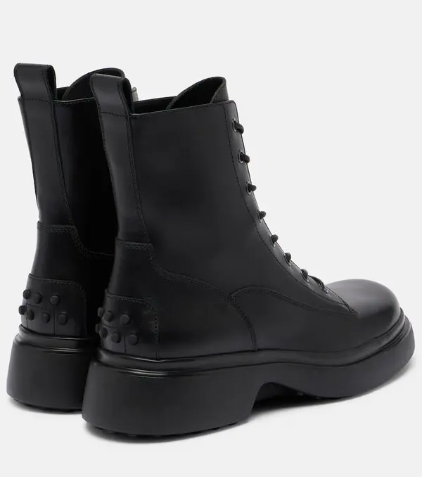 TOD'S Leather Combat Boots - Black