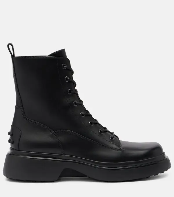 TOD'S Leather Combat Boots - Black