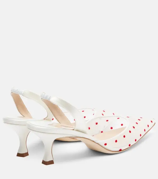 Manolo Blahnik Carolyne 50 Polka-dot Mesh Slingback Pumps - Multicoloured