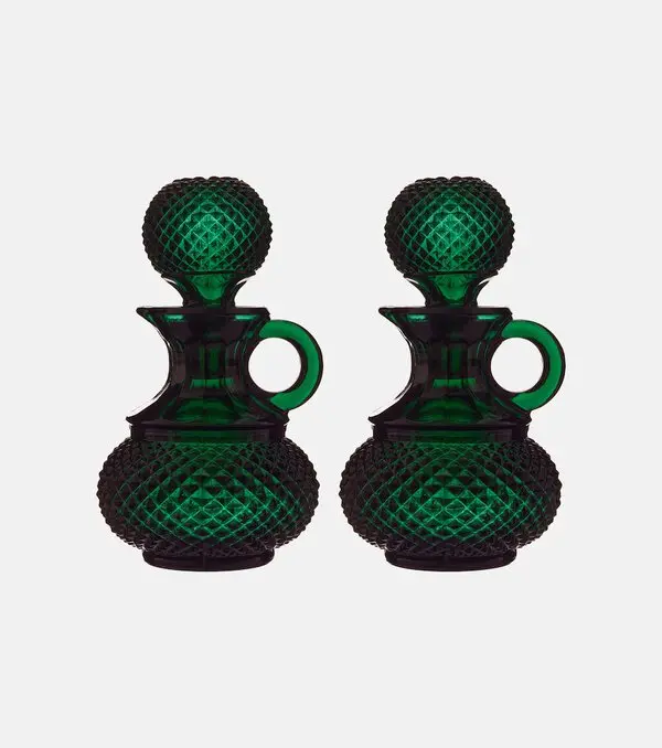 CABANA Galeano Glass Oil And Vinegar Set - Green