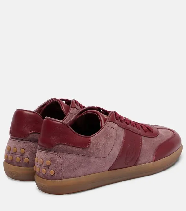 TOD'S Leather And Suede Lace-up Sneakers - Red