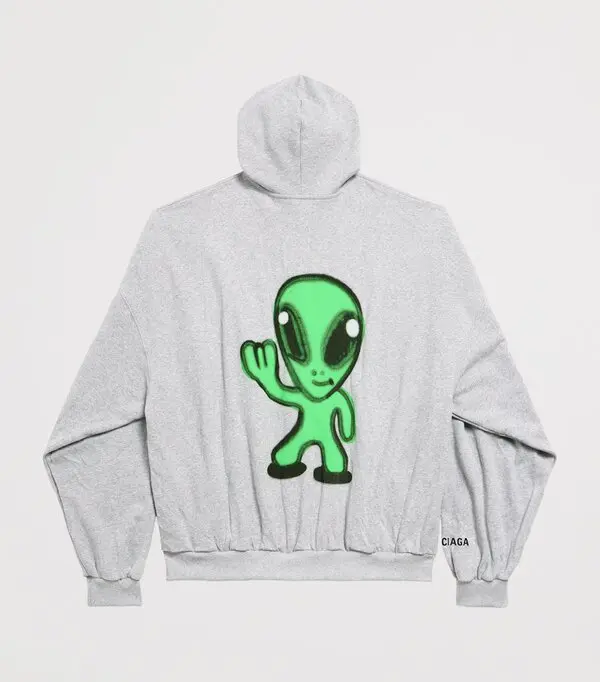 Balenciaga Oversized Alien Cotton Hoodie