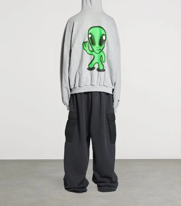 Balenciaga Oversized Alien Cotton Hoodie