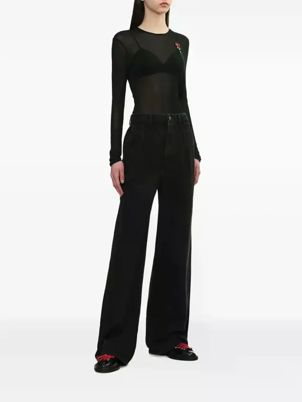 Simone Rocha Long Sleeve T-shirt With Floral Appliqu