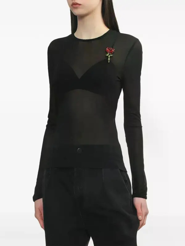 Simone Rocha Long Sleeve T-shirt With Floral Appliqu