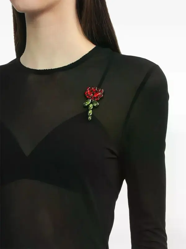 Simone Rocha Long Sleeve T-shirt With Floral Appliqu