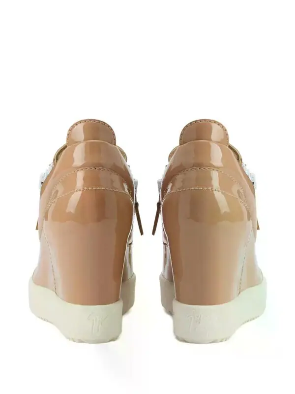 GIUSEPPE ZANOTTI Addy Wedge Patent-leather Trainers - Neutrals