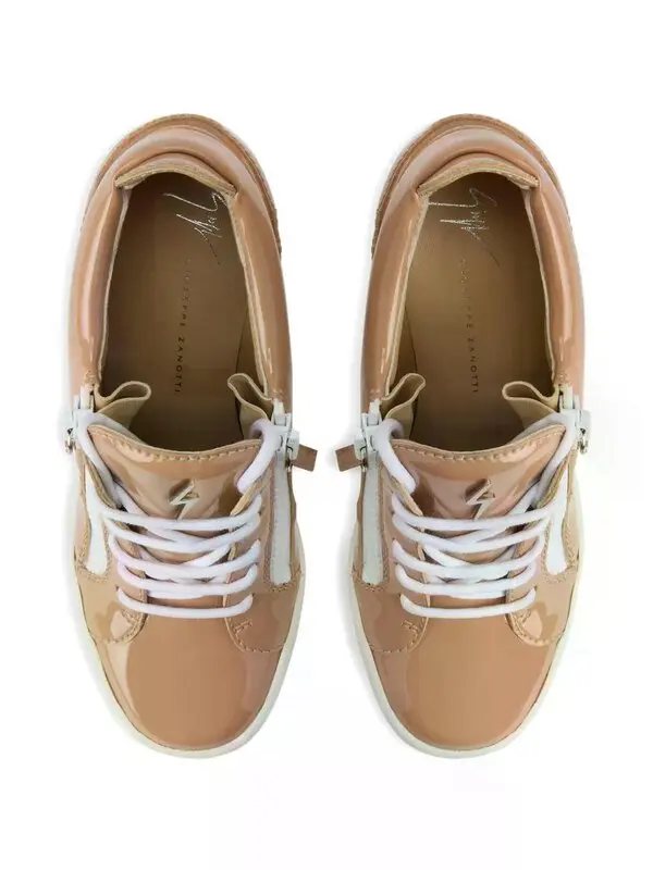 GIUSEPPE ZANOTTI Addy Wedge Patent-leather Trainers - Neutrals