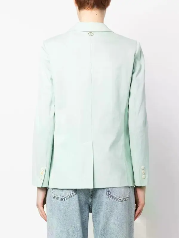 TWINSET Cotton Blend Single-breasted Blazer - Green