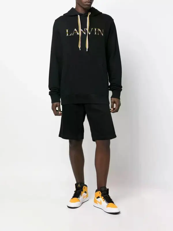 LANVIN Embroidered-logo Hoodie - Black