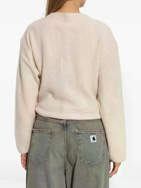 R13 Ribbed Button Cardigan - Neutrals