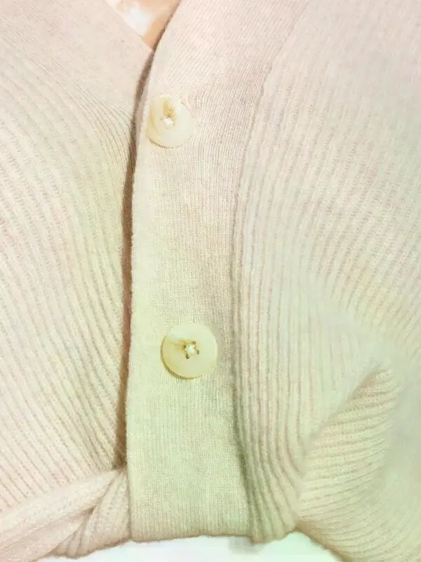 R13 Ribbed Button Cardigan - Neutrals