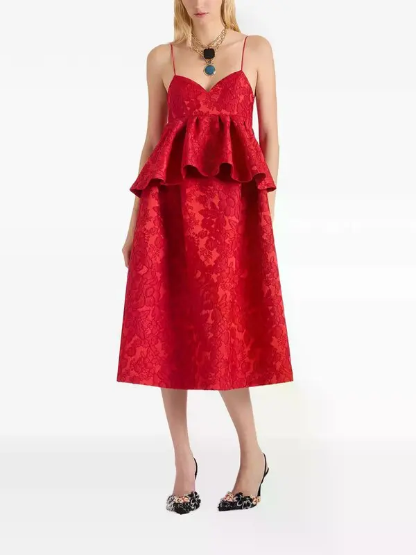 La DoubleJ Satine Floral Jacquard Midi Dress