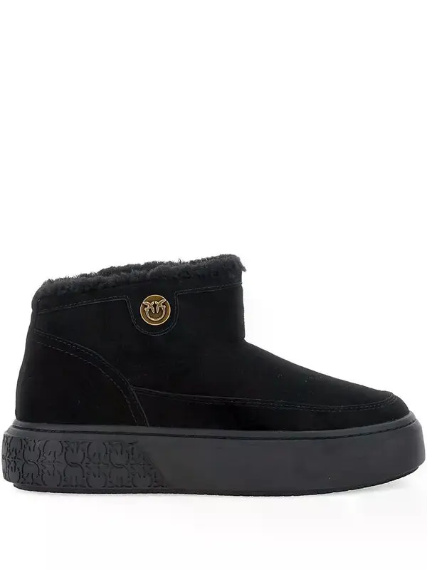 Pinko Suede Platform Boots With Shearling Lining - Black