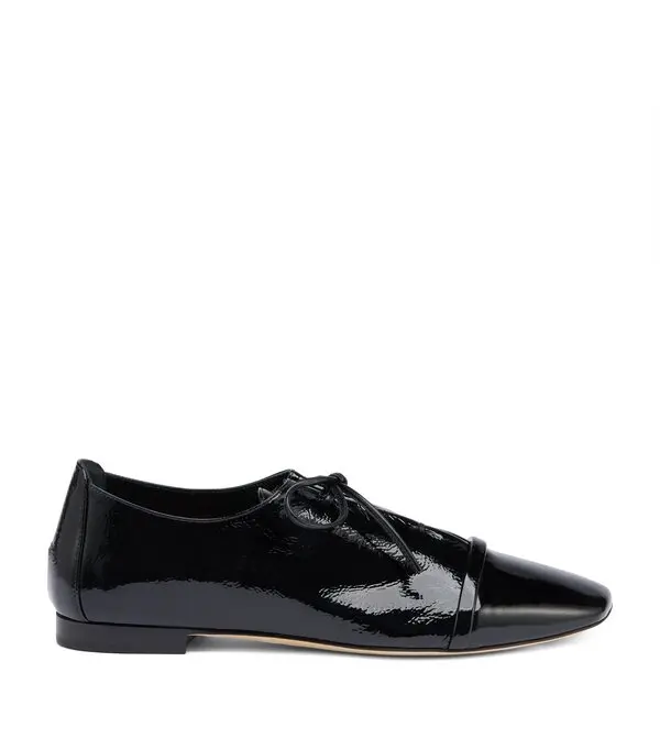 MALONE SOULIERS Patent Leather Lace-up Flats - Black