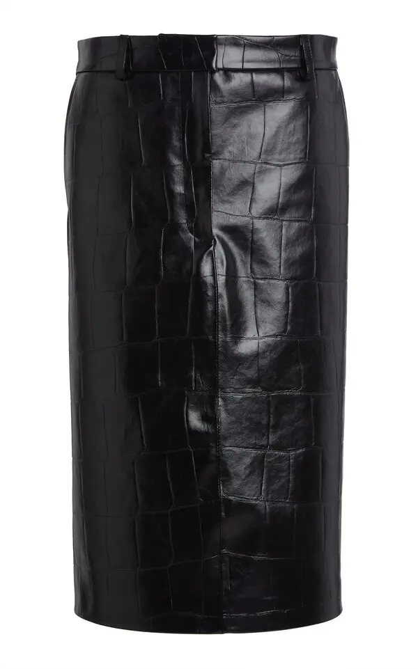 Stella McCartney Croc Embossed Pencil Skirt - Black