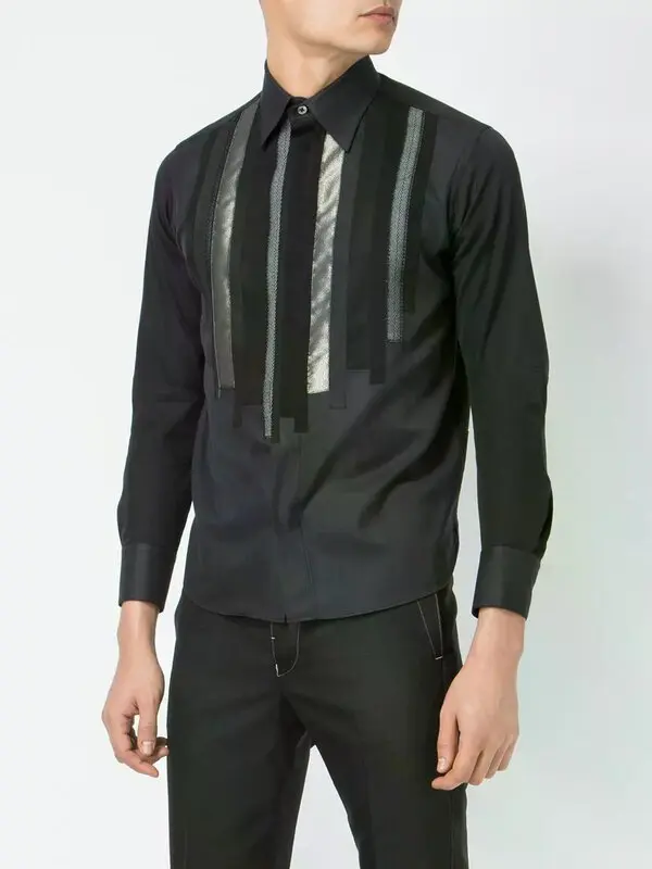 SHIRO SAKAI Shigoto X Striped Applique Shirt