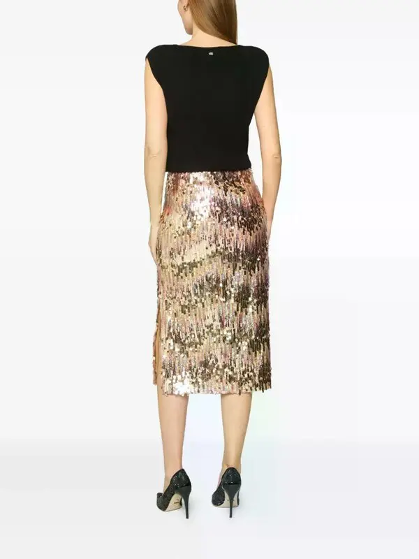 GENNY Sheer Panel Ribbed Knit Top