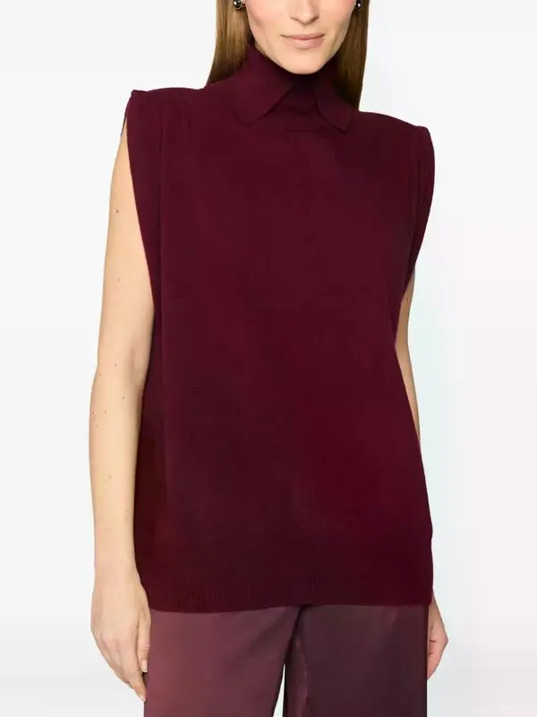 GENNY High-neck Sleeveless Vest - Red