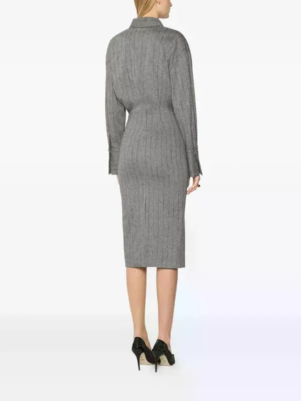 GENNY Stripe Pattern Midi Dress