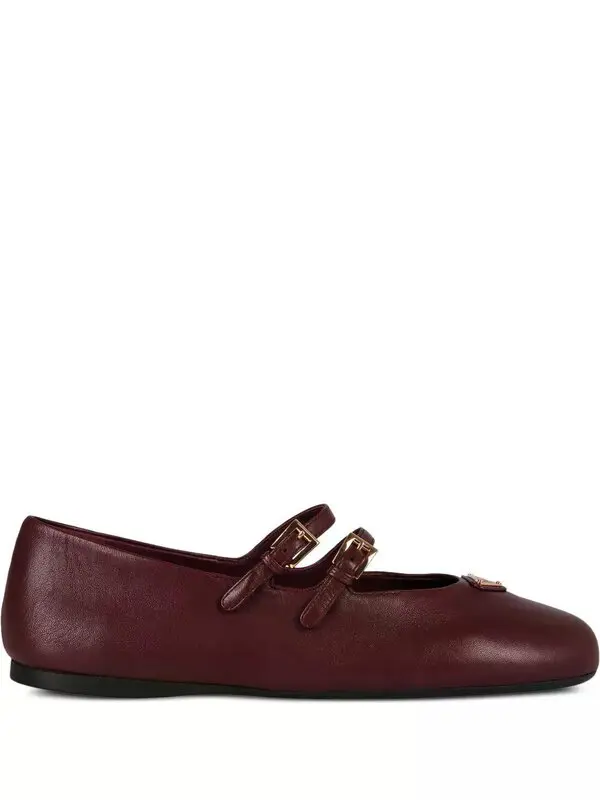 Prada Double Buckle Ballet Flats - Red