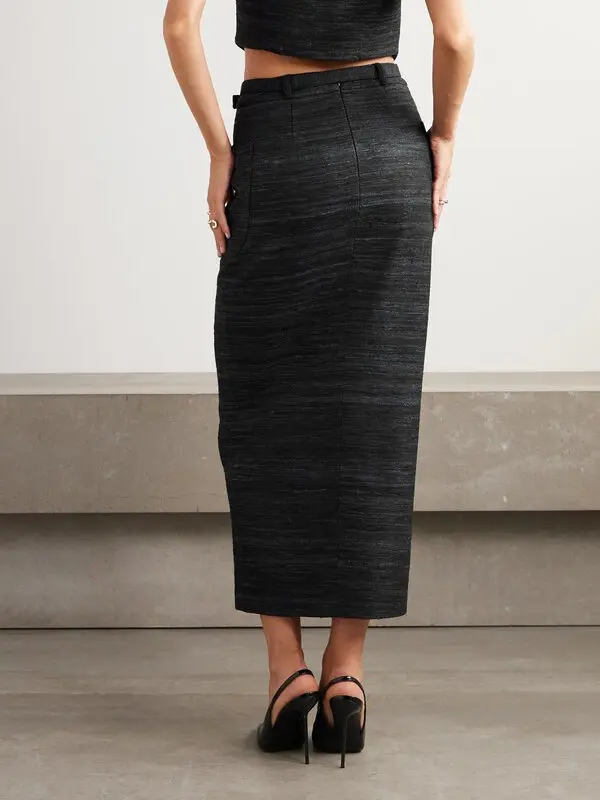 VIOLANTE NESSI Corot Silk-tweed Midi Skirt - Black